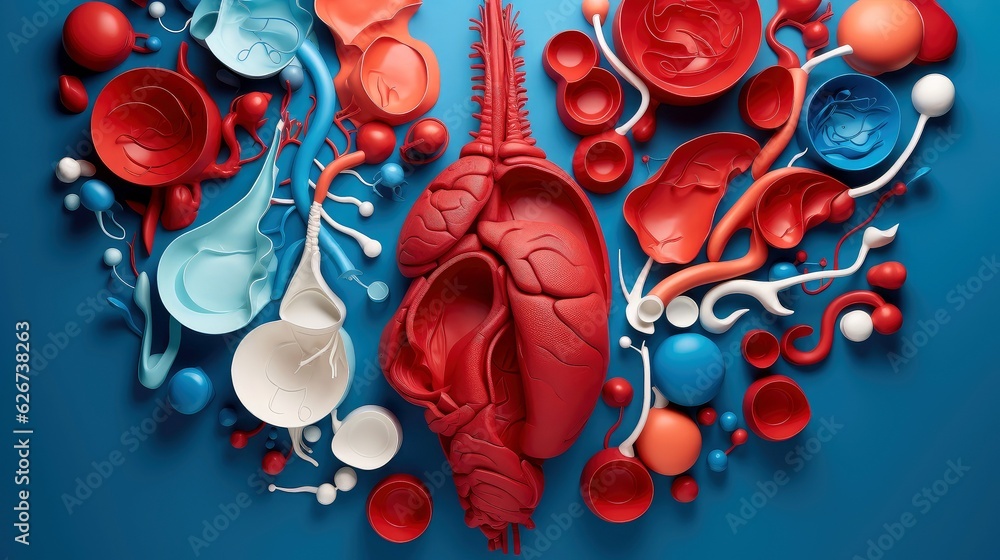 3D illustration of the human organ systems, Human internal organs ...