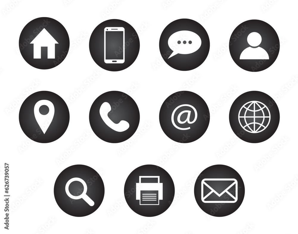 Business Card Icon Set. Vector minimal symbols. Contact information ... Business Card Icon Set. Vector minimal symbols. Contact information ...