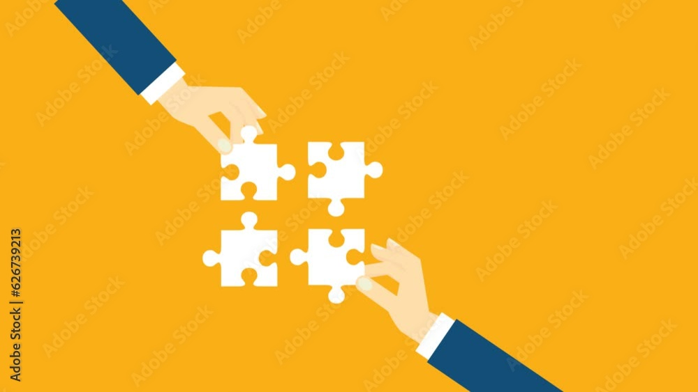 teamwork and development concept . Putting missing puzzle together ...