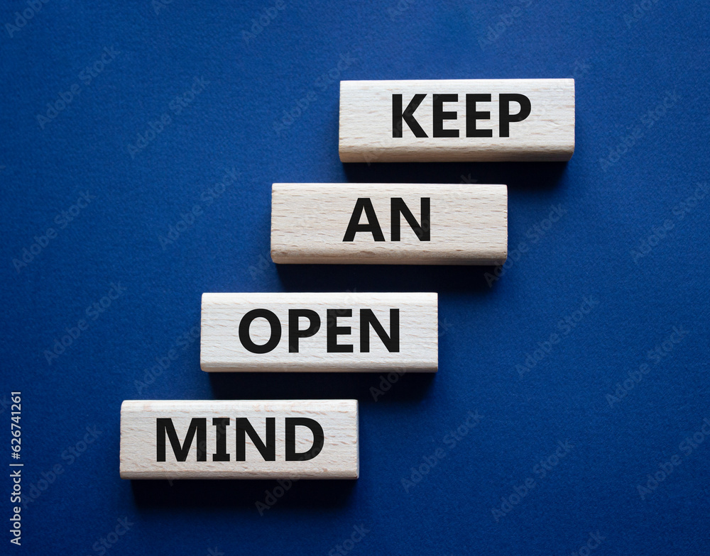 Keep an open mind symbol. Wooden blocks with words Keep an open mind ...