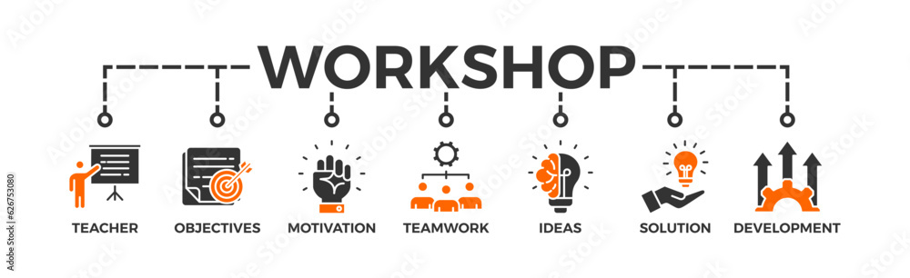 Workshop banner web icon vector illustration concept with icon of ...
