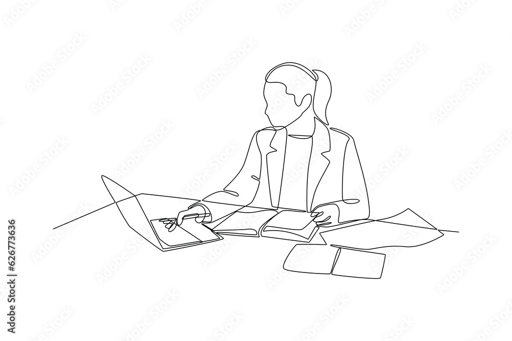 One continuous line drawing of effective and productive concept. Doodle ...