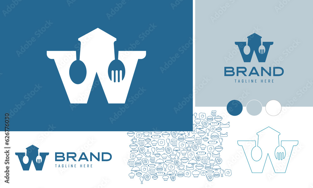 attractive bold letter logo using alphabet W for food, restaurant, chef ...