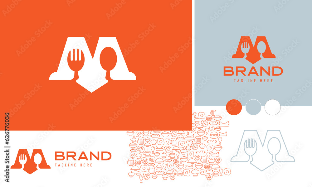 attractive bold letter logo using alphabet M for food, restaurant, chef ...
