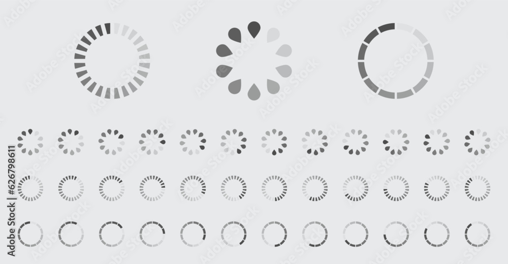 Circular Loading Buffering Icons Vector Set Video Ready for Animation ...