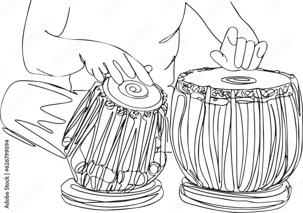 One-Line Melodies: Cartoon Drawing of Playing Tabla "Tabla Beats in One ...