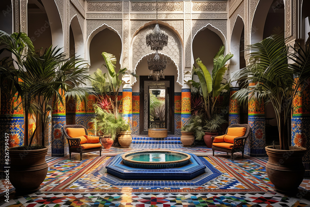 Moroccan riad , reflecting the distinctive architecture of North Africa ...