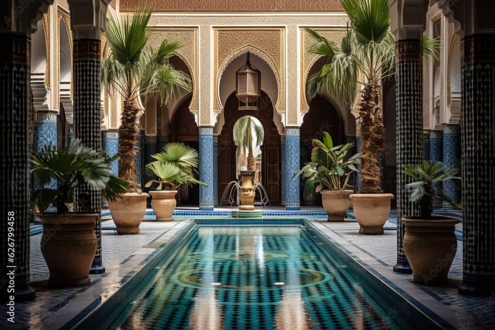 Moroccan riad , reflecting the distinctive architecture of North Africa ...