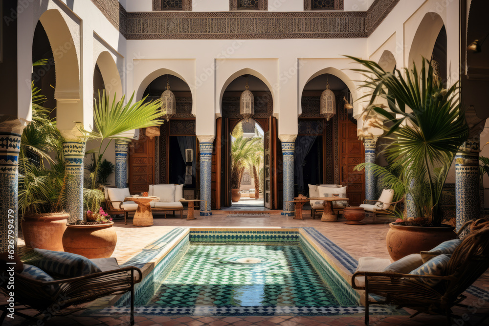 Moroccan riad , reflecting the distinctive architecture of North Africa ...