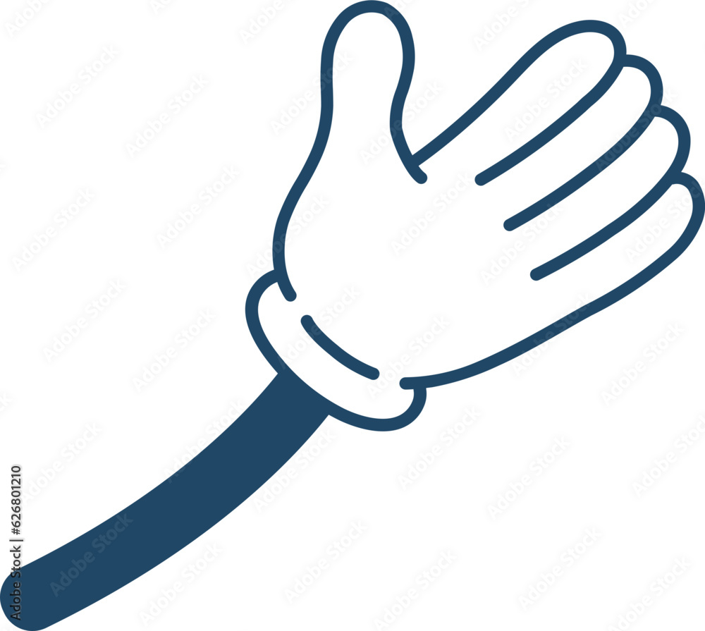 Retro Arm Hand Vector Cartoon Gesture Bye Bye Stock Vector | Adobe Stock