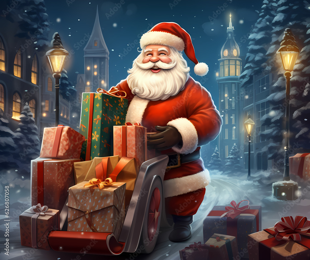 happy santa claus isolated holding smartphone in hand or megaphone ...