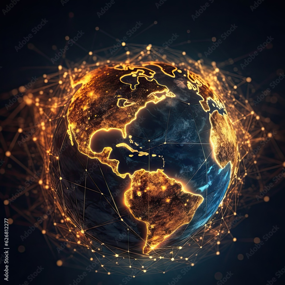 Global network connection and data connections concept. Communication ...