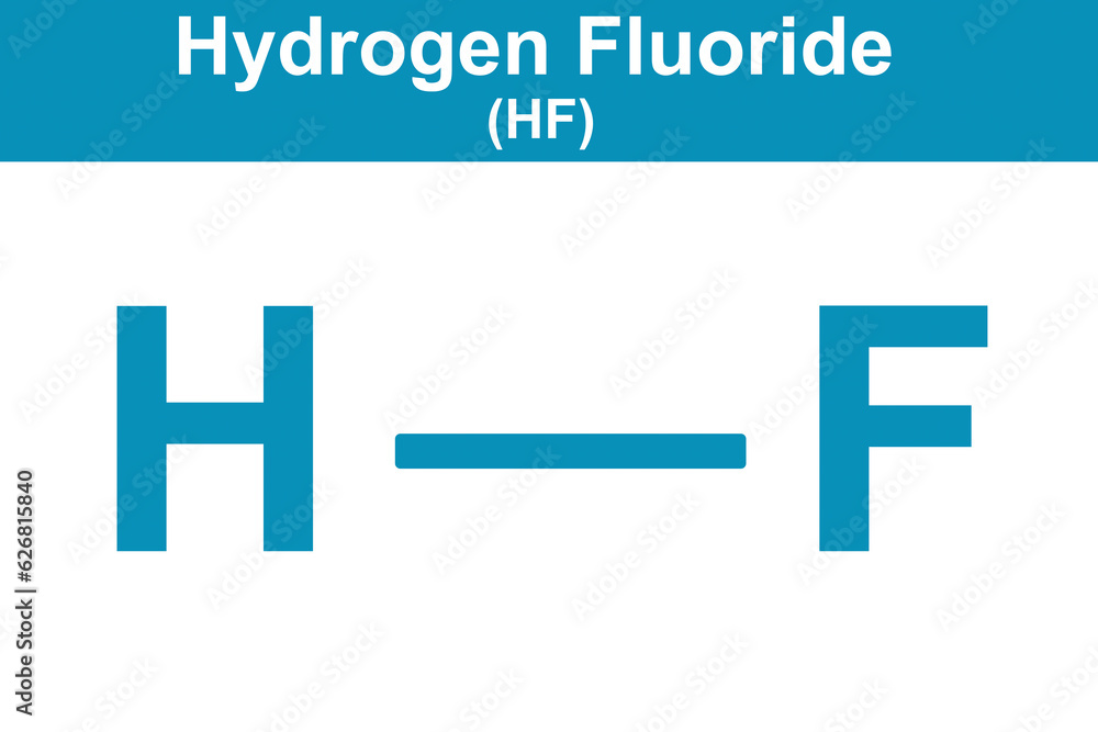 Chemistry illustration of Hydrogen fluoride in blue Stock Illustration ...