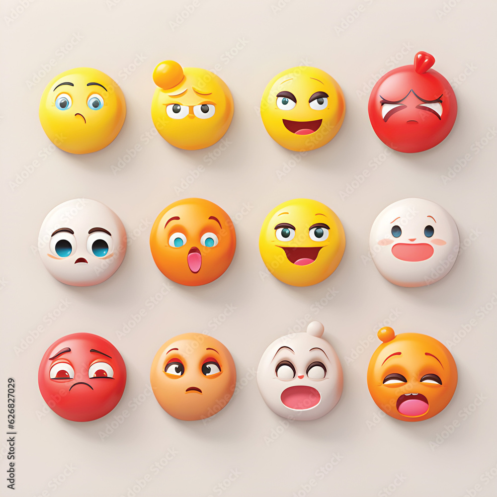 Emojis character vector set. Emoji emoticons in 3d with cute, happy and ...