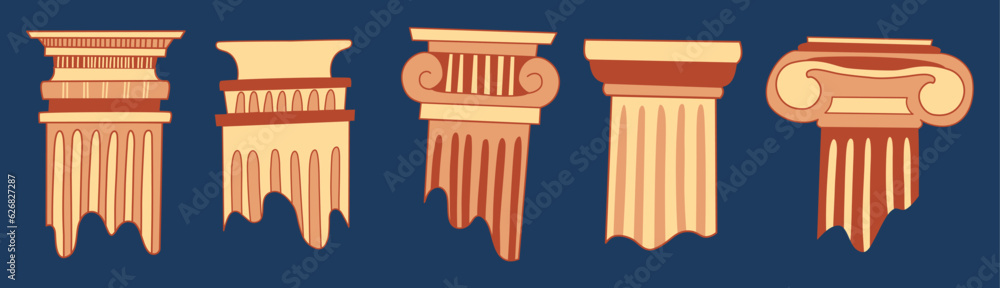 Ancient ruins. Classic stone pillars, antique architecture building ...