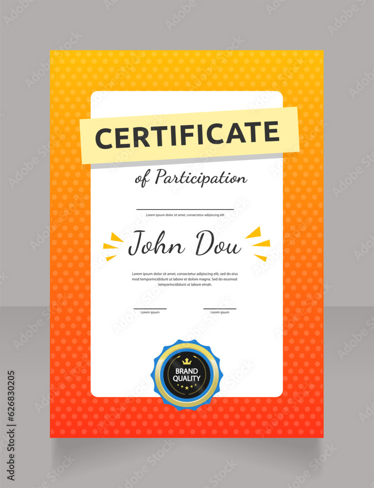 Participation in conference certificate design template. Vector diploma ...