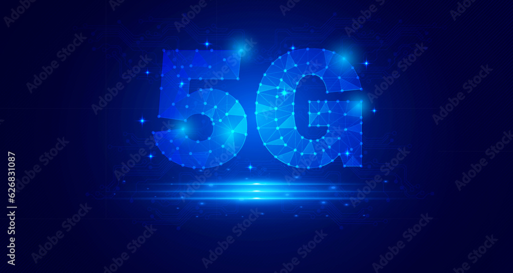 5g Internet Network Connection Digital Wireless Wifi Technology Blue Background Cyber