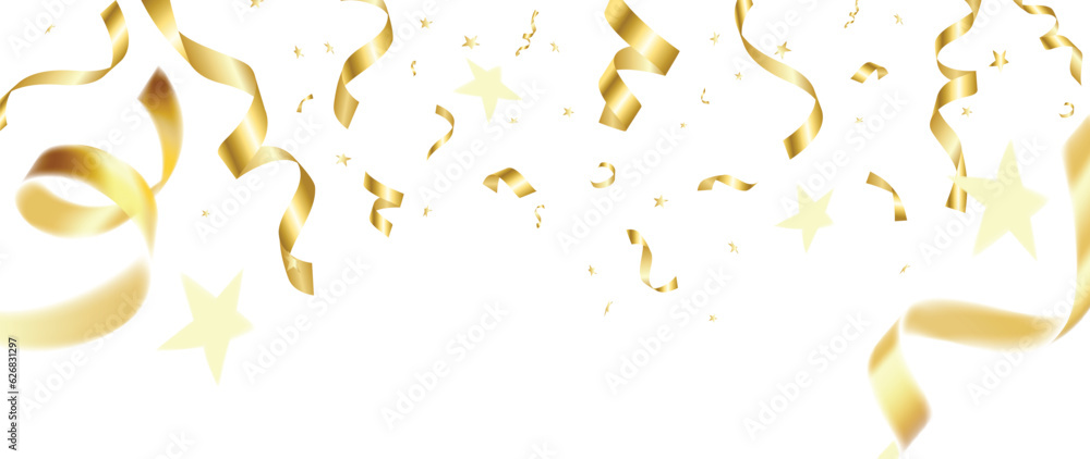 Golden ribbon falling from above background vector. Abstract vibrant ...