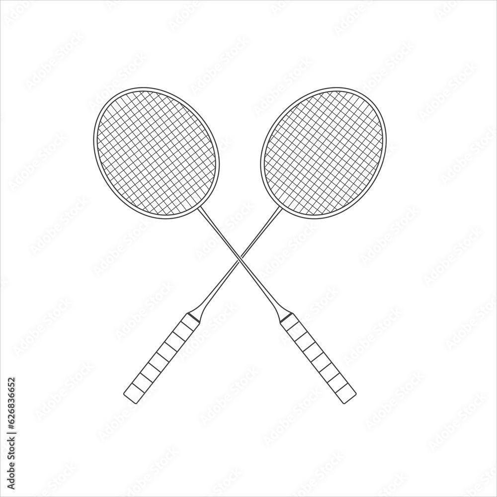 Badminton Racket Outline, Badminton Vector, Badminton illustration ...
