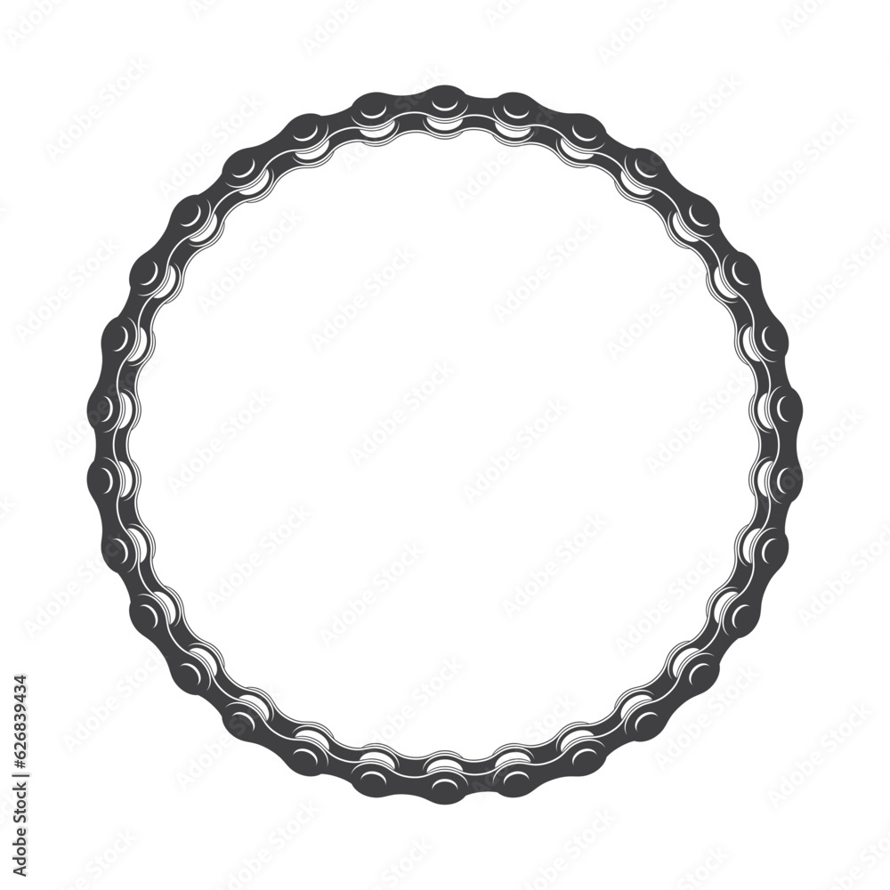 Vector black circle frame made of a bike chain. White background. Stock ...