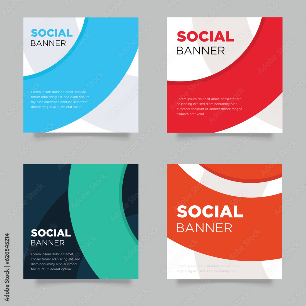 Set of Editable square Social banner design template. Suitable for ...