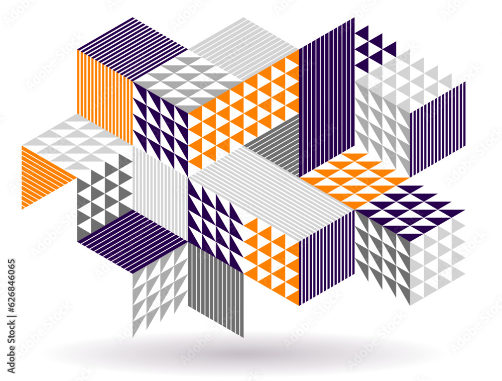 Black and yellow geometric vector abstract background with cubes and ...