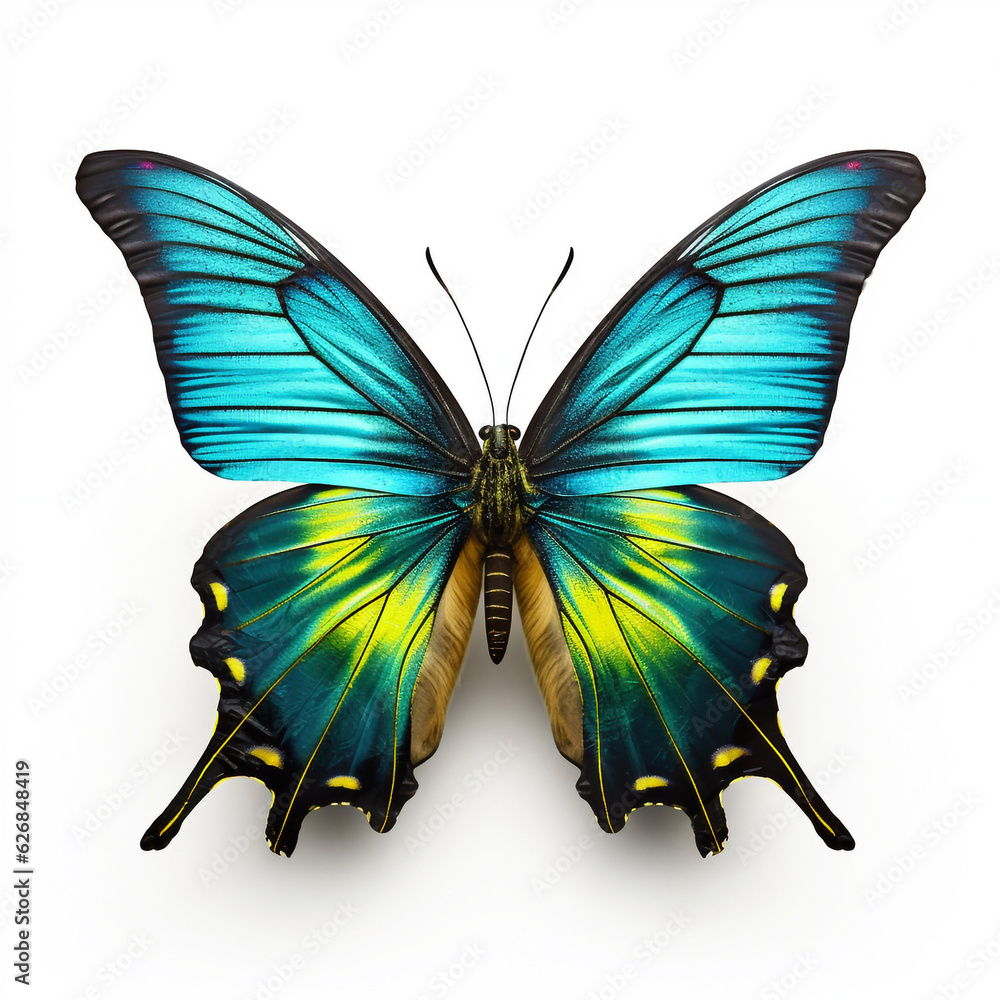 Beautiful big wild butterfly looking forward is shown in full length ...