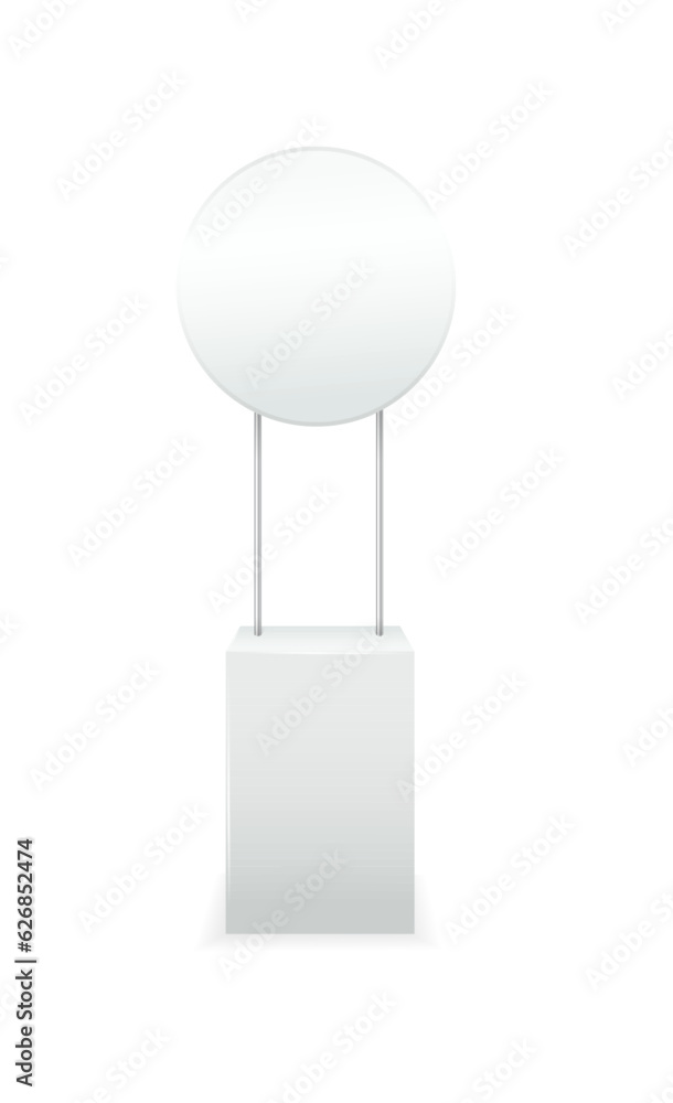 Advertising stands. Realistic modern simple, 3d promotional desk with ...