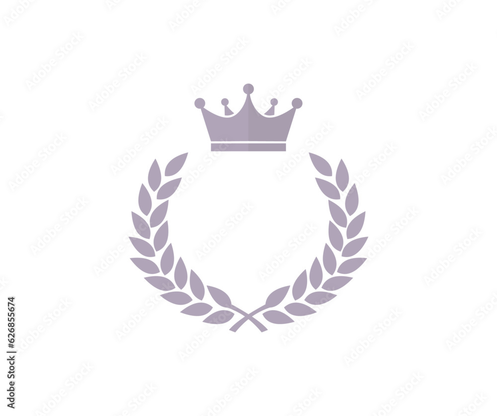 Silver crown laurel wreath winner frame logo design. Silver laurel ...