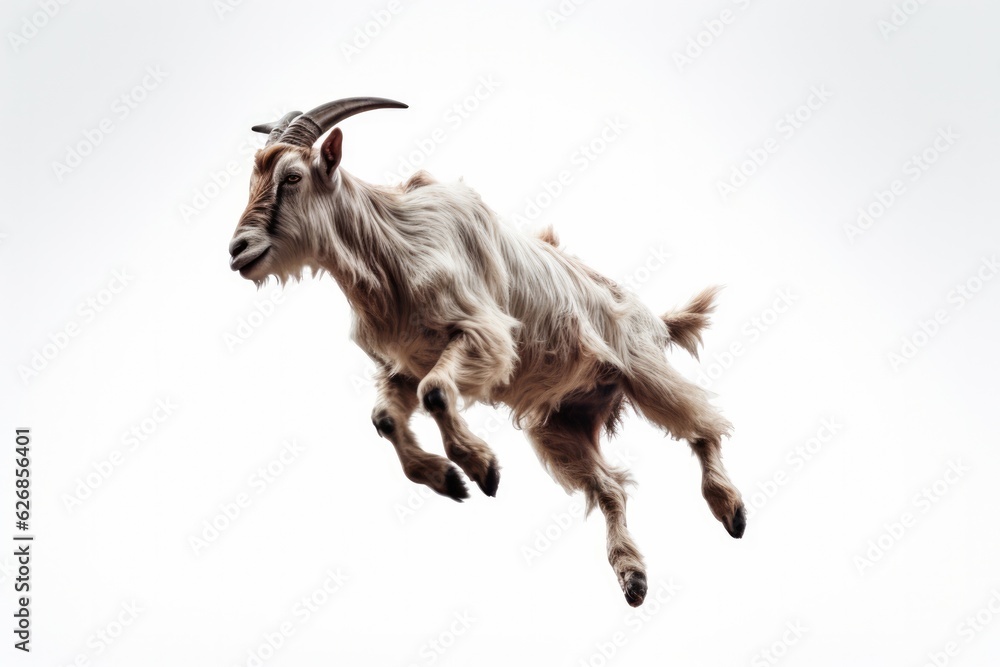 Jumping Moment, Goat On White Background. Jumping Moment,Goats On White ...