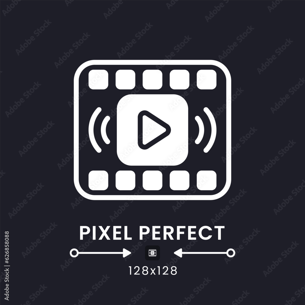 On-demand streaming white solid desktop icon. Subscription-based ...