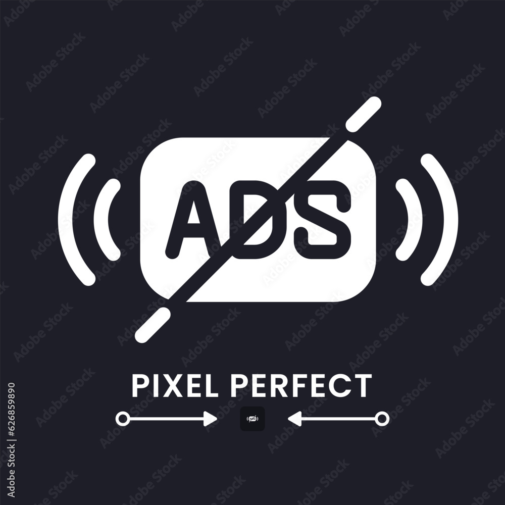 Ad free content white solid desktop icon. Streaming service without ...