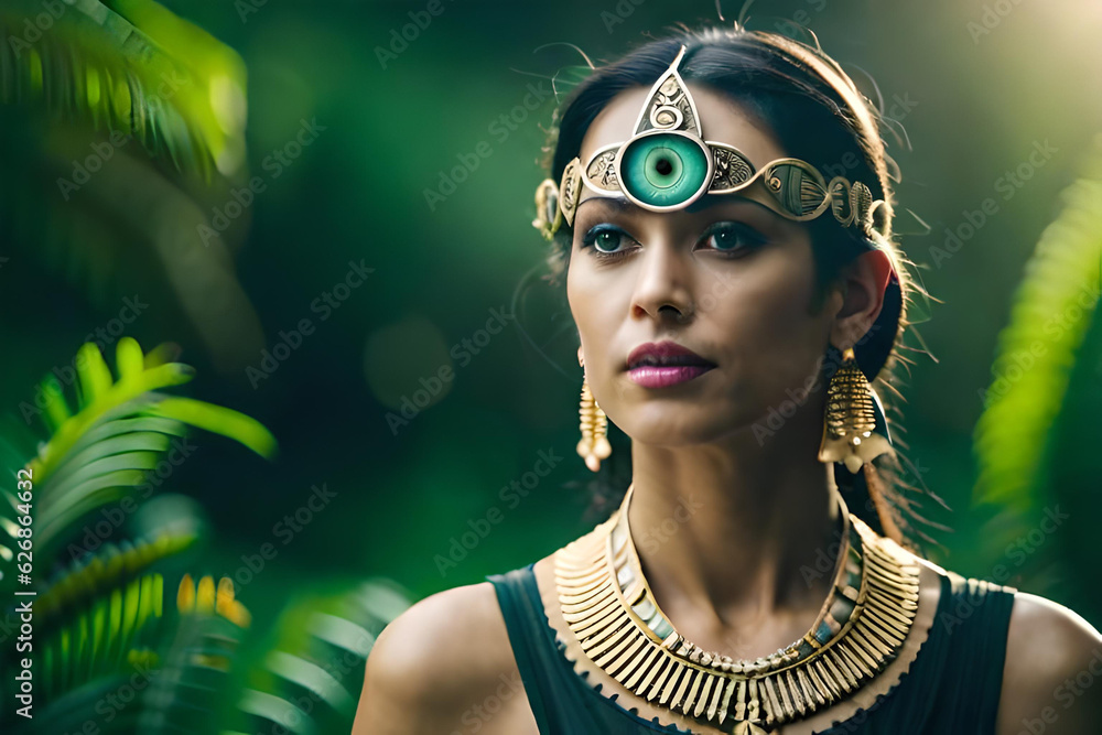 young healthy person on natural background, third eye concept ...