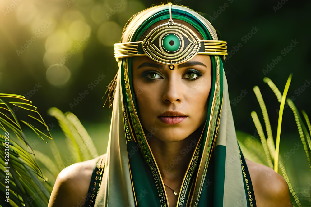 young healthy person on natural background, third eye concept ...