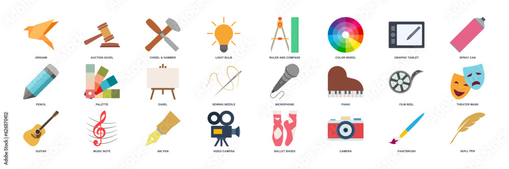 Art icon set, Design and drawing symbols collection, logo illustrations ...