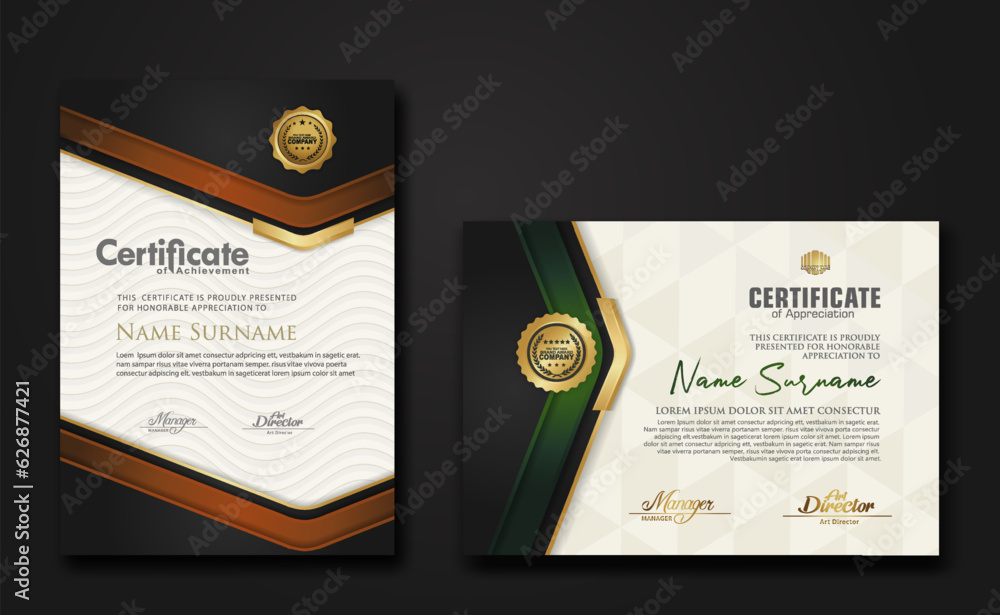 New design two set luxury certificate template with shadow effect on ...