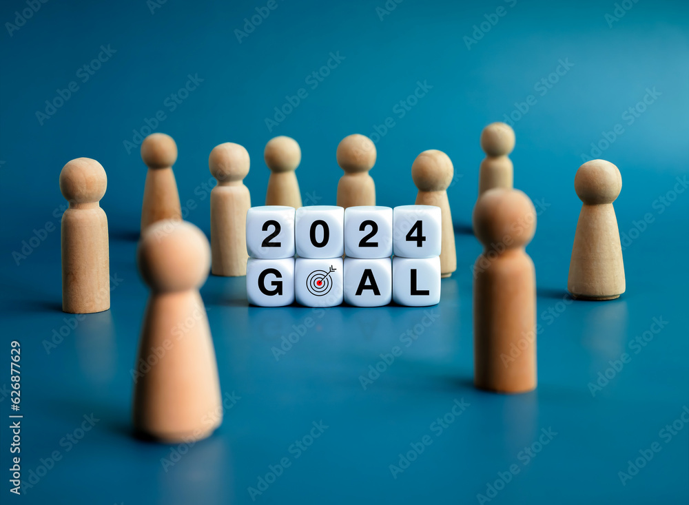 New year goal, teamwork, company, leadership and business success ...