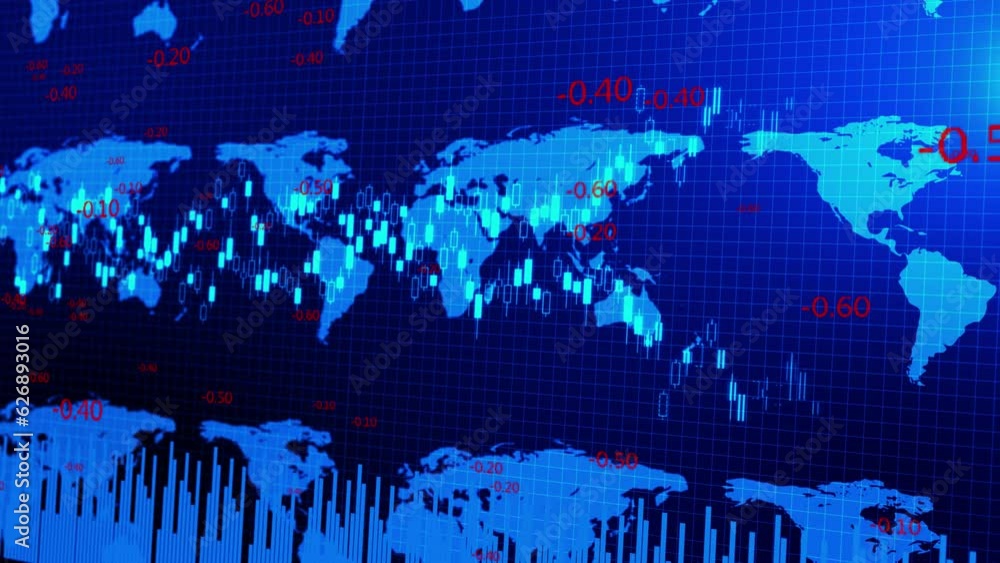 4K 3D Stock market or forex trading graph and candlestick chart ...