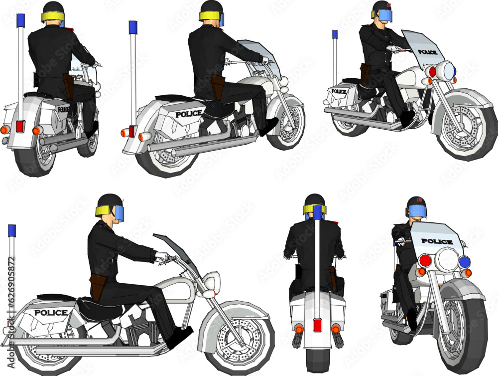 Sketch vector illustration of a police patrol on the road wearing a ...