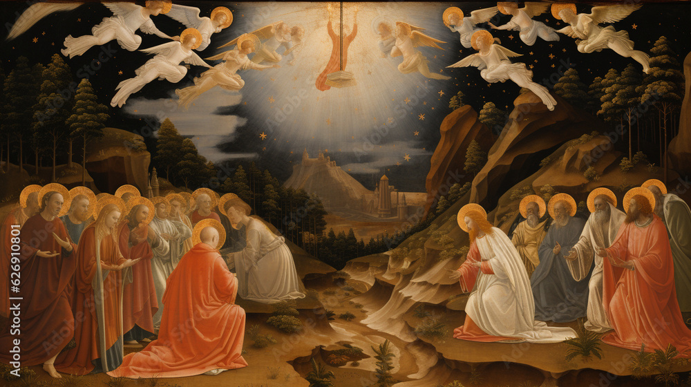 A captivating portrayal of the Annunciation to the Shepherds, with ...