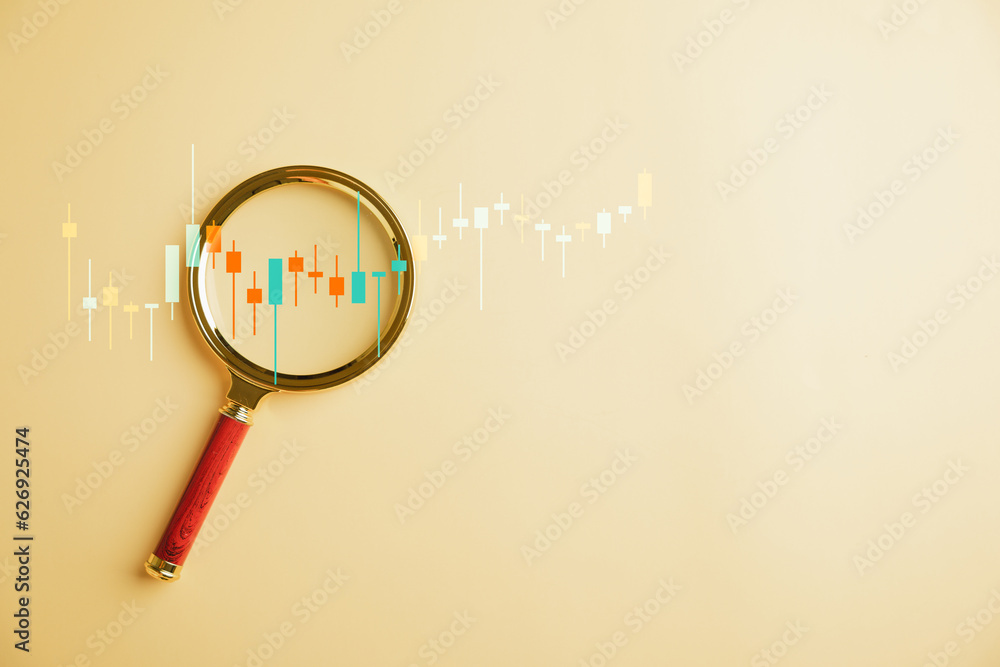 power of analysis in hands oftrader, as they usemagnifier glass to ...