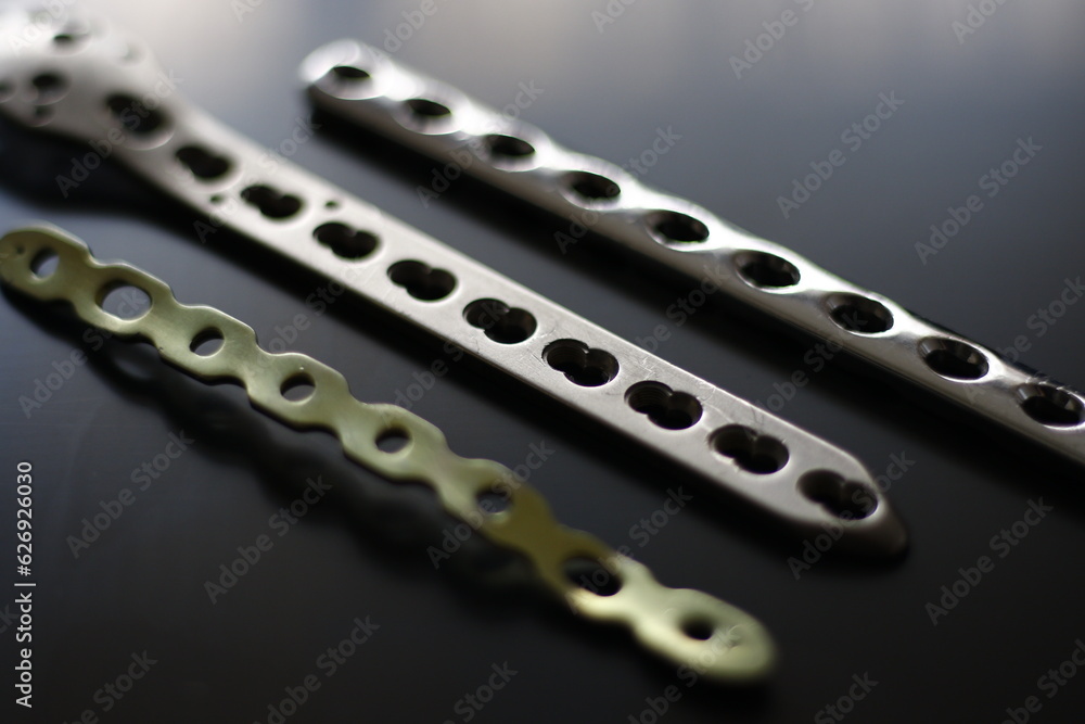 Surgical plates for osteosynthesis in case of bone fractures Stock ...
