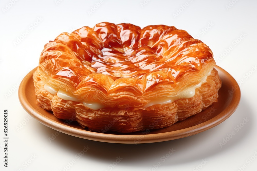 Elegant flaky pastry dessert with creamy filling, its golden crust ...