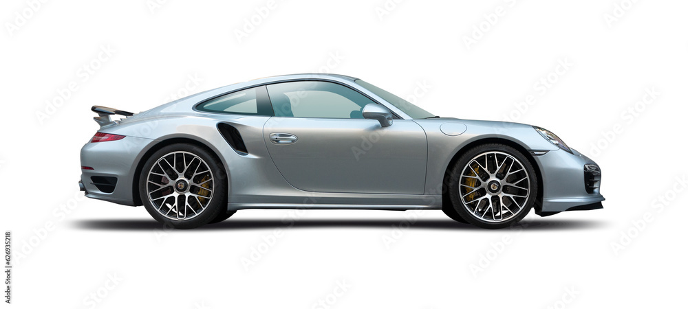 Porsche 911 Turbo S car, side view isolated on white background Stock ...