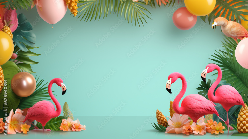 Where the tropics meet your birthday A unique border design featuring ...