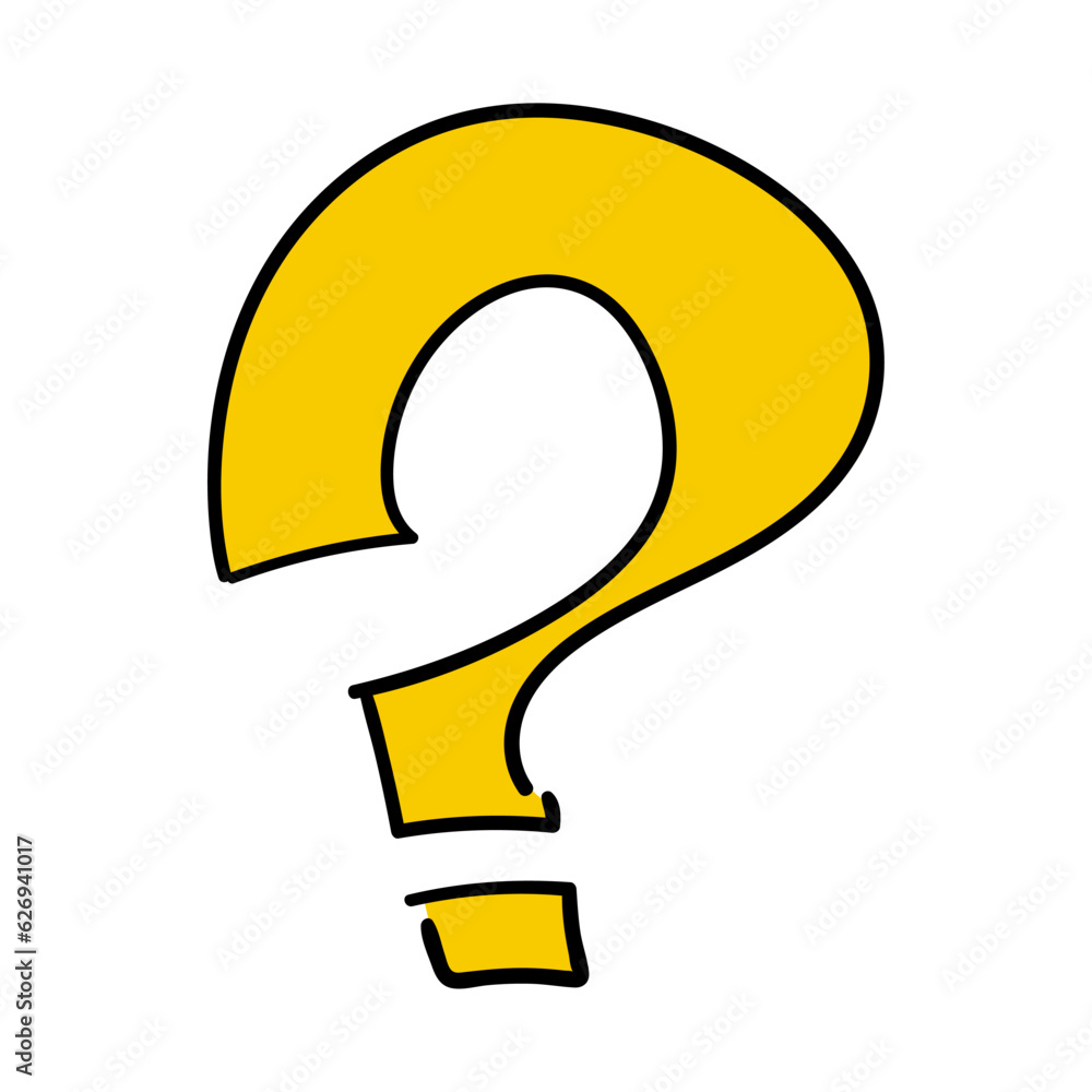 Question mark icon in doodle style. Help symbol. FAQ sign on white ...