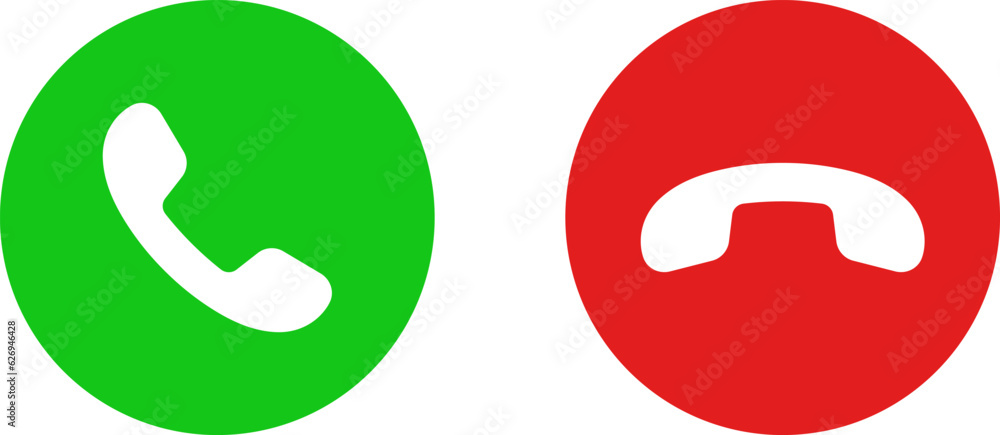 Phone call icon answer, accept and decline call icons with green and ...