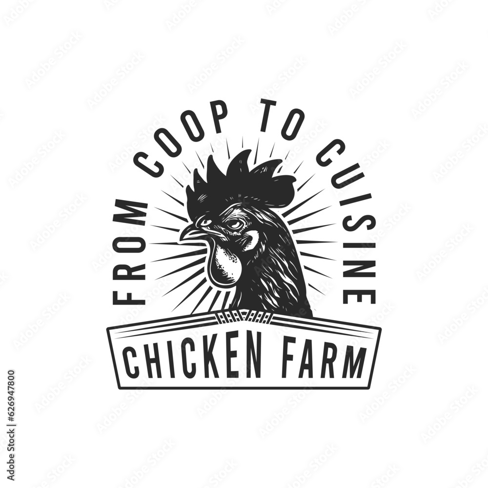Chicken Farm Badge or Label. Chicken rooster poultry farm vintage badge ...