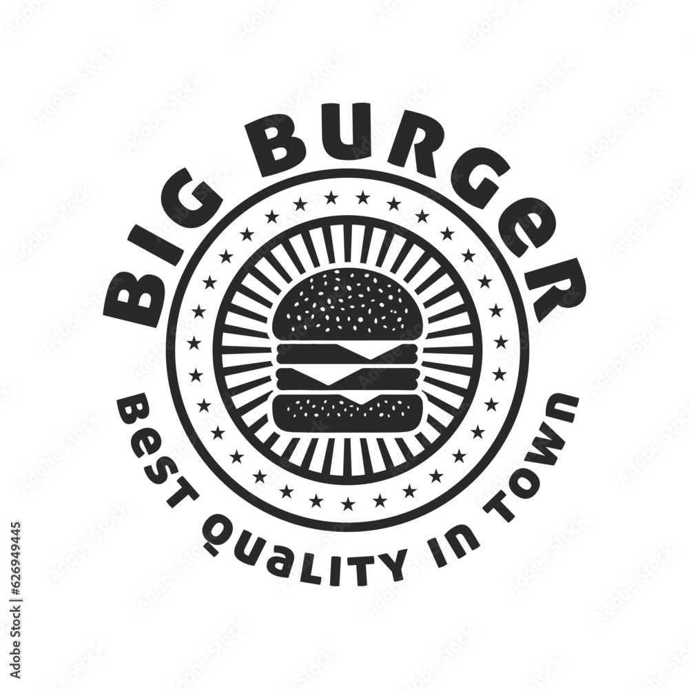 Big burger labels and badges in vintage style. logo, icons, emblems ...