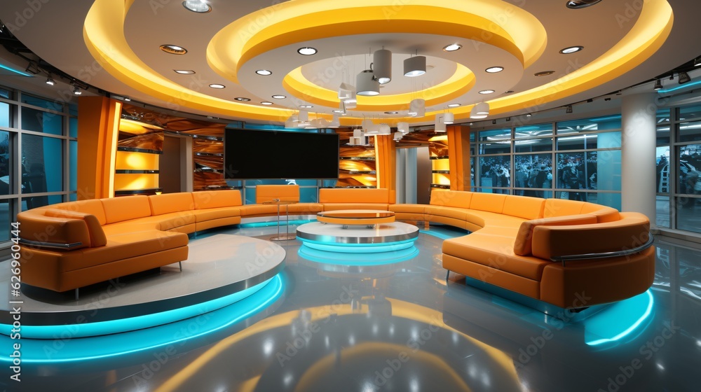 Tv Studio. Backdrop for TV shows .TV on wall. News studio. The perfect ...